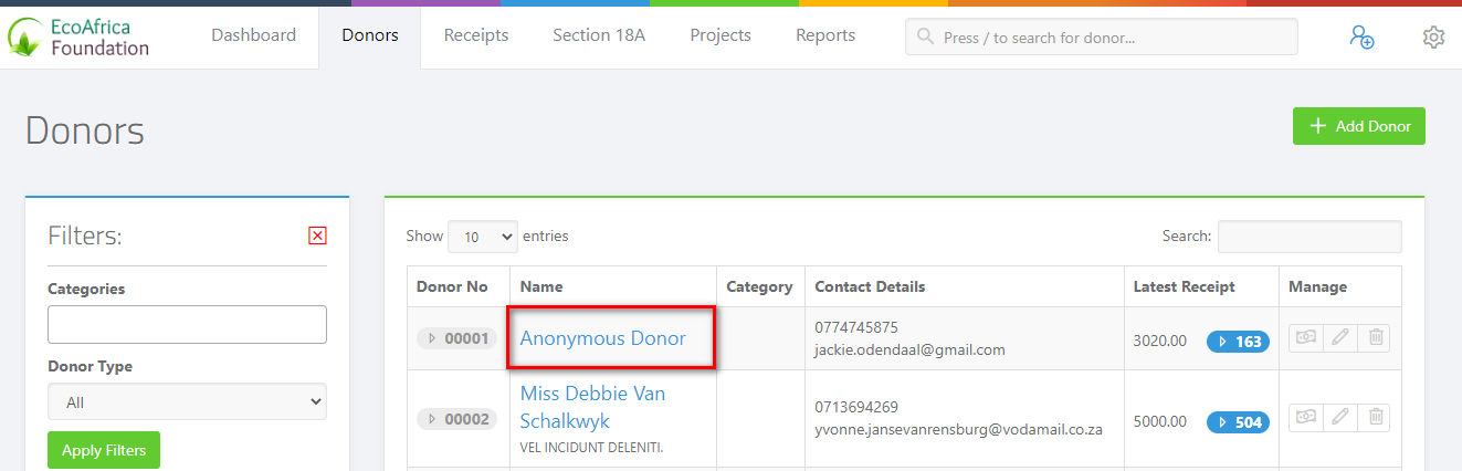 Anonymous Donor – ActiveDonor Help