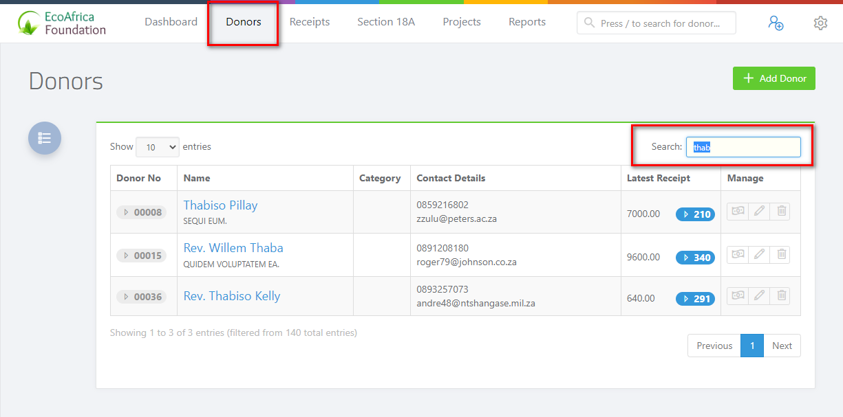 Searching for Donors – ActiveDonor Help