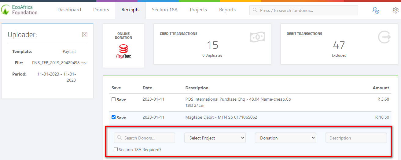 Uploading donation receipts via CSV – ActiveDonor Help