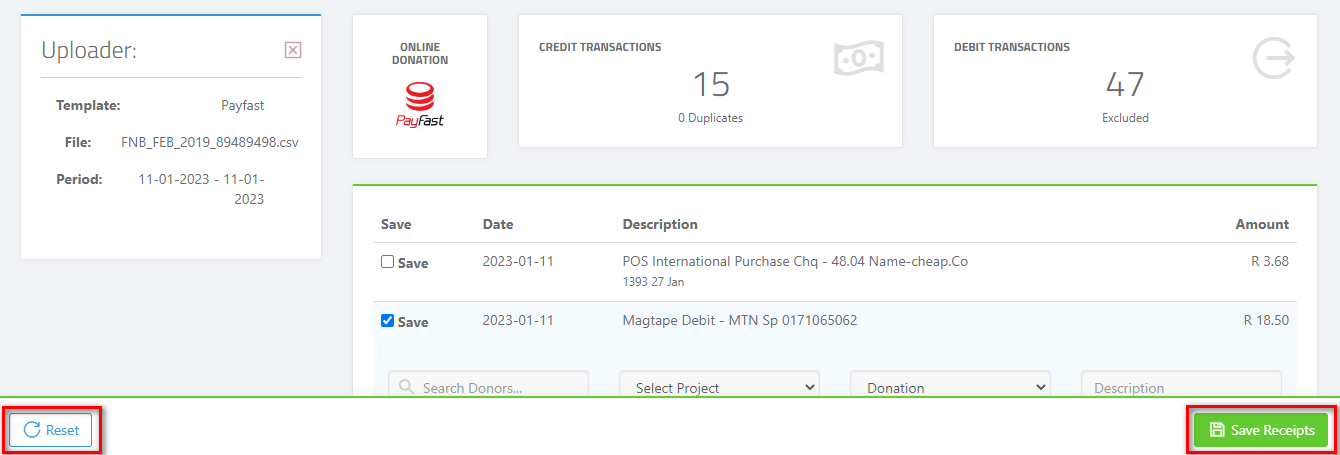 Uploading donation receipts via CSV – ActiveDonor Help