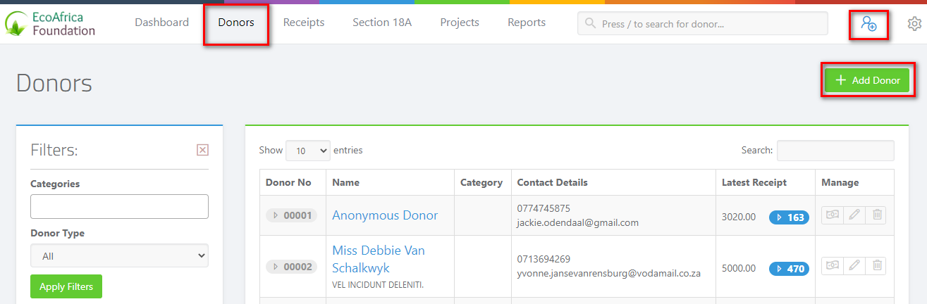 Adding New Individual Donors – ActiveDonor Help