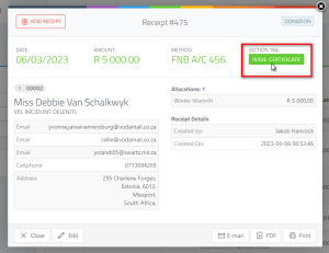 Generating a Section 18A Tax Certificate – ActiveDonor Help