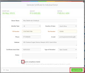 Generating a Section 18A Tax Certificate – ActiveDonor Help