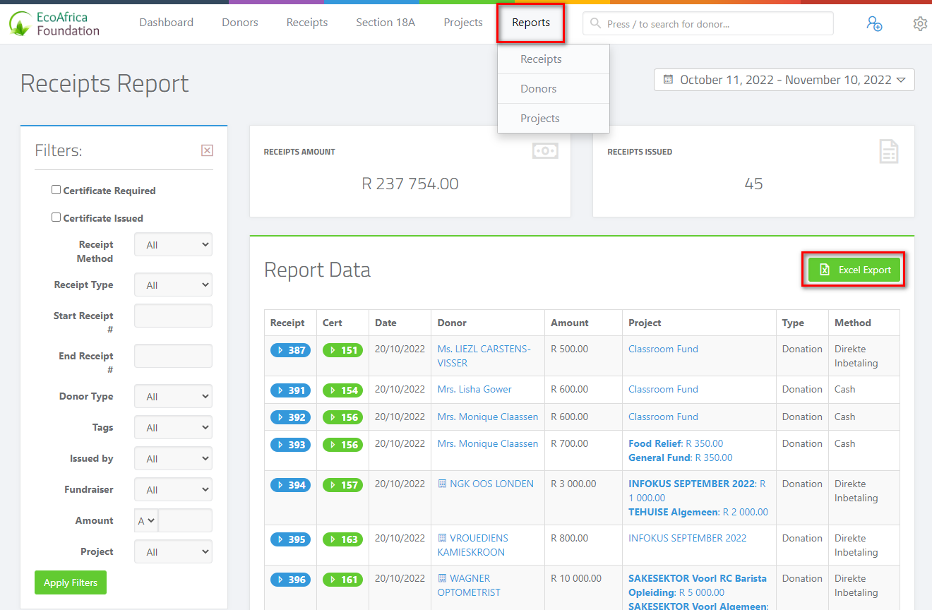 Generating Financial (Receipt) Reports – ActiveDonor Help