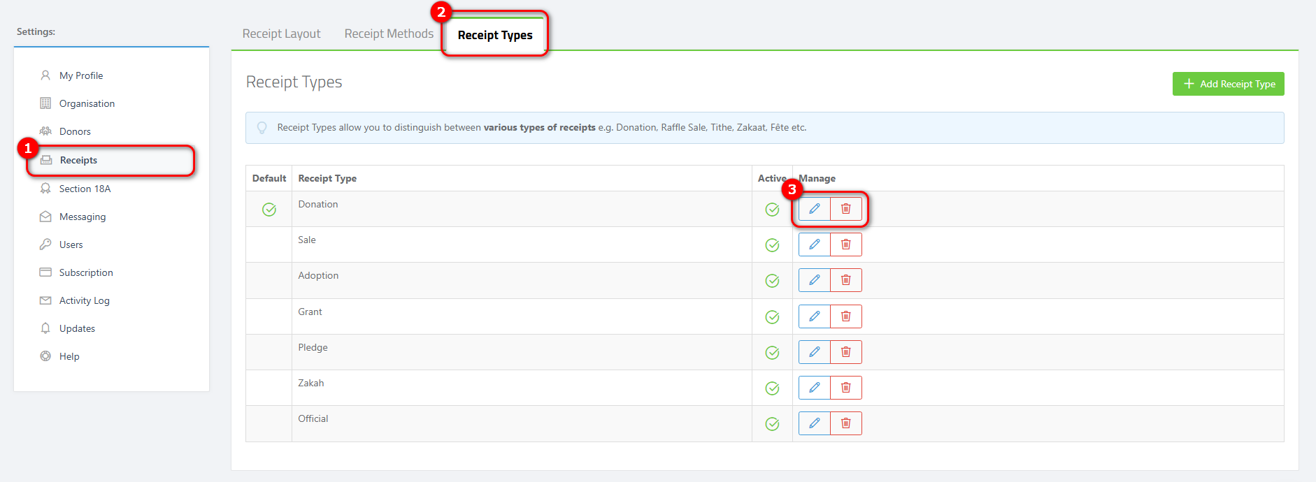 Receipt Types – ActiveDonor Help