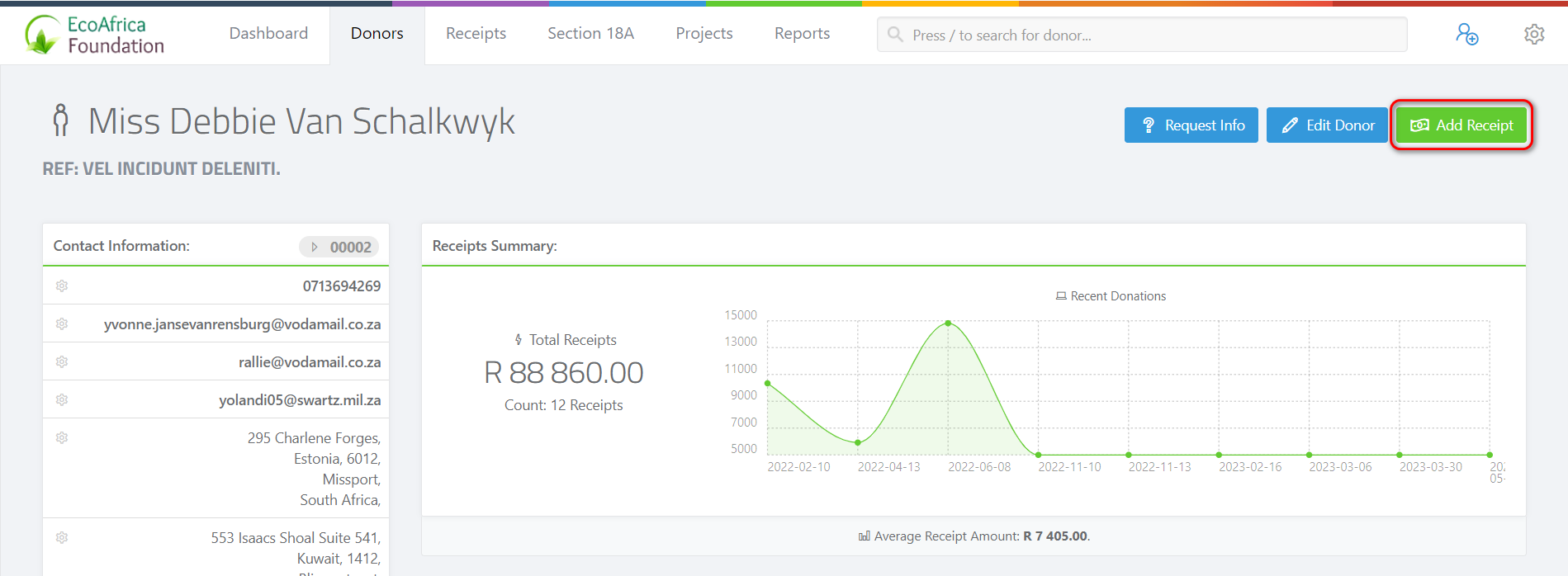 Creating a New Receipt – ActiveDonor Help