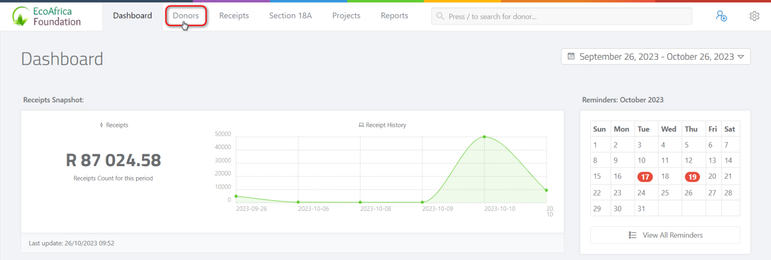 Viewing all Section 18A Tax Certificates for a Donor – ActiveDonor Help
