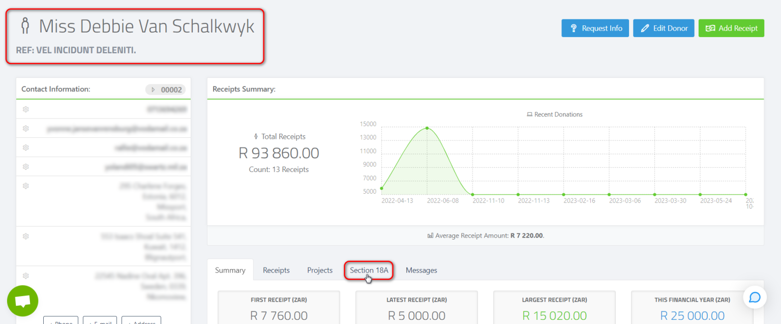Viewing all Section 18A Tax Certificates for a Donor – ActiveDonor Help