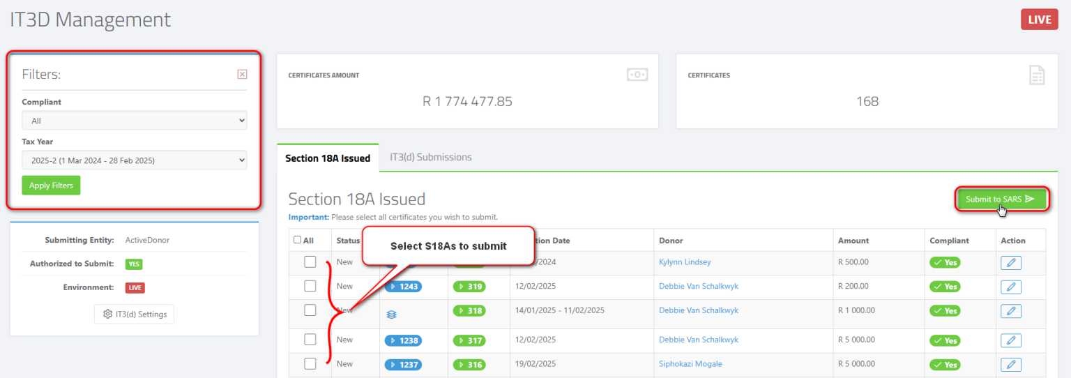 Submitting & Generating an IT3D File for SARS Section 18A Submission ...